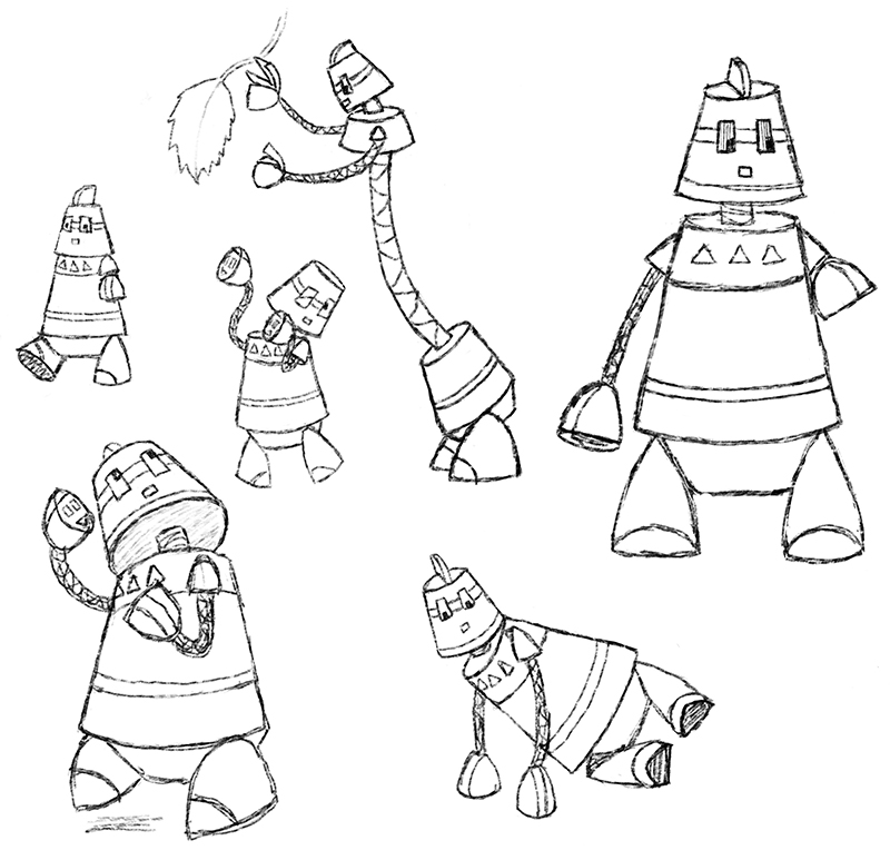 Triangle Robot Character Sketches – Kara Marsee – Author & Illustrator